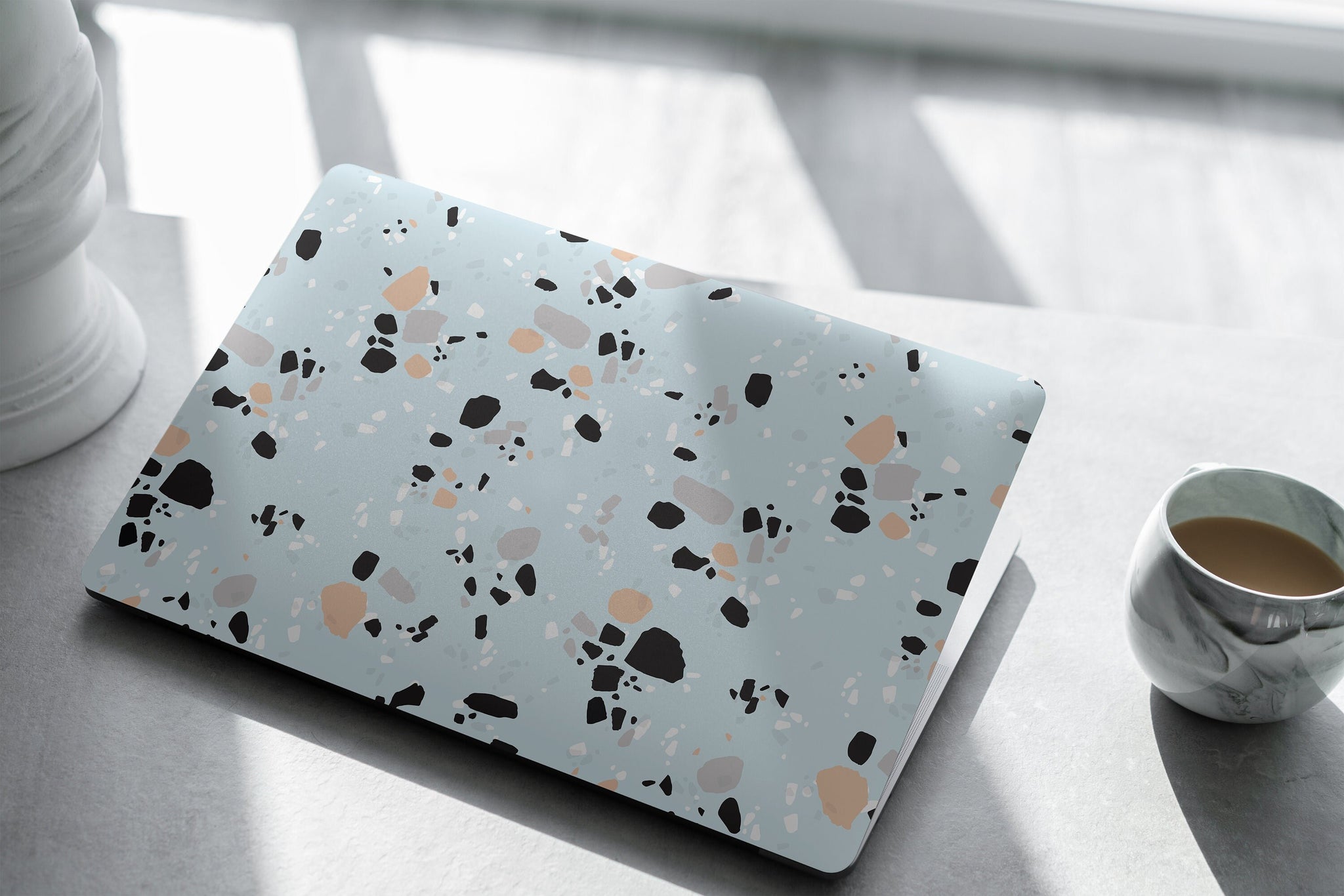 Blue Terrazzo Laptop Skin, Laptop Cover, Laptop Skins, Removable Lapto ...